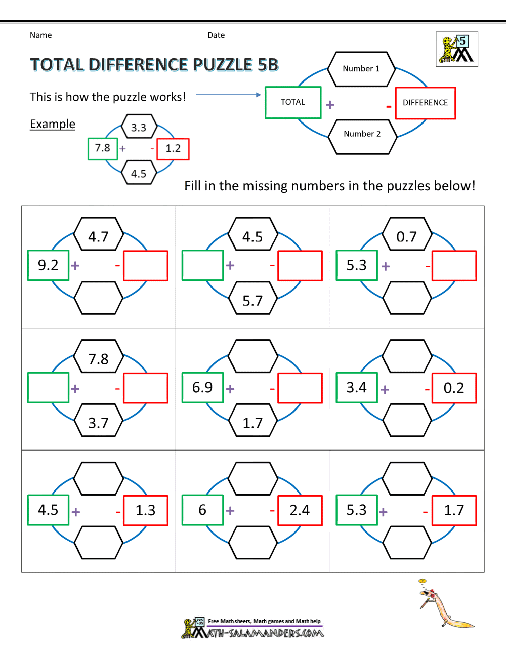 Printable Math Puzzles 5th Grade
