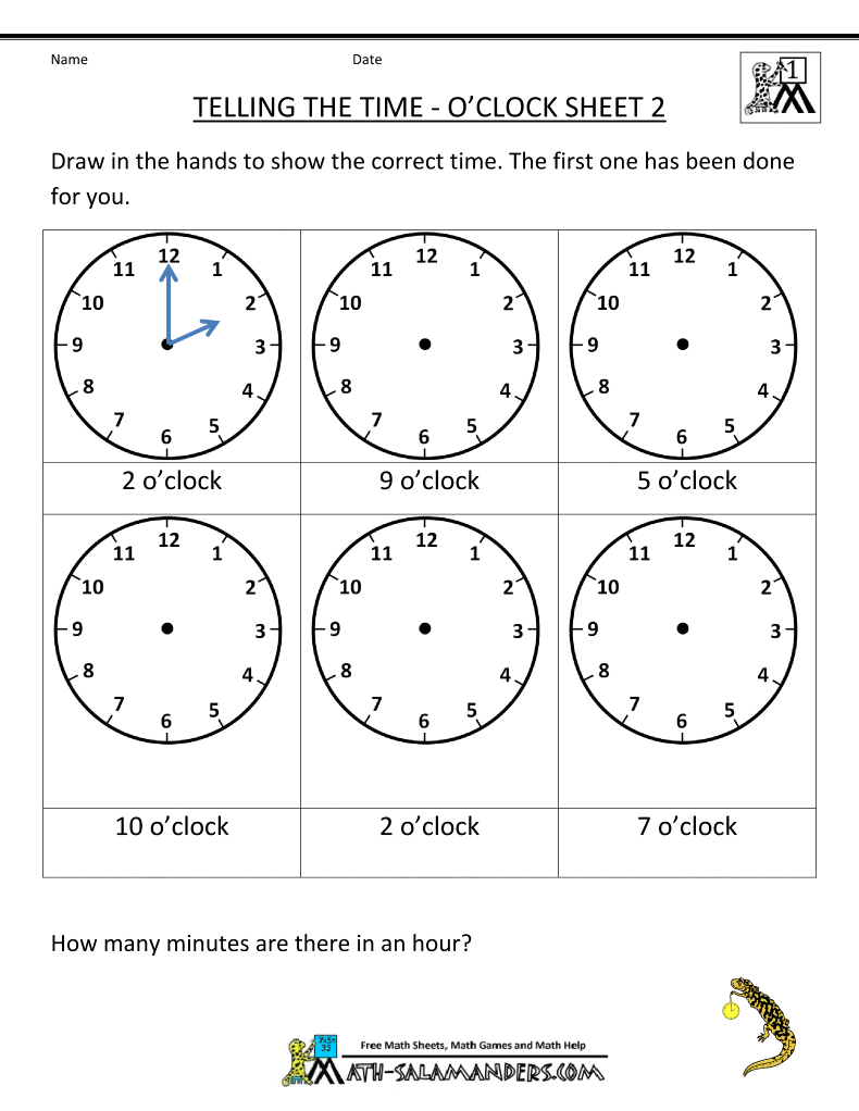 Telling Time Worksheets O clock And Half Past