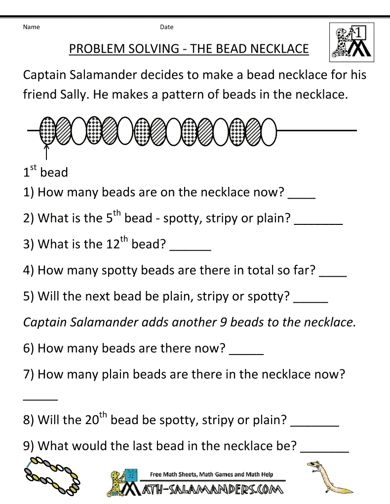 Math Problems For Children 1st Grade