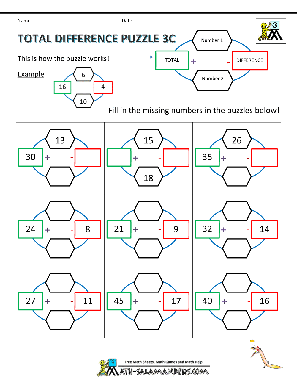 Math Puzzle Worksheets 3rd Grade