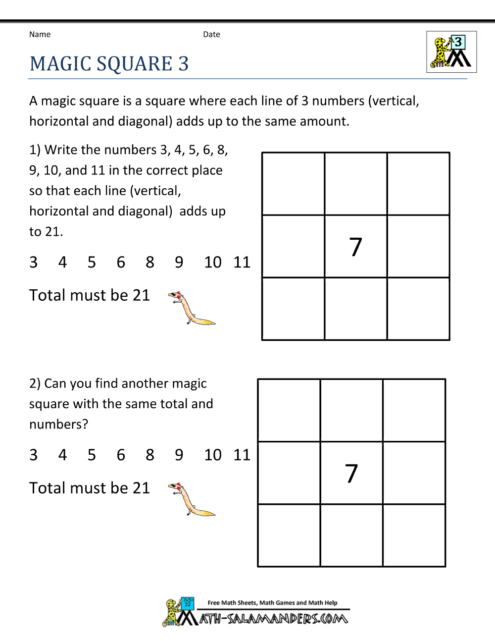 Math Puzzle For 3rd Grade