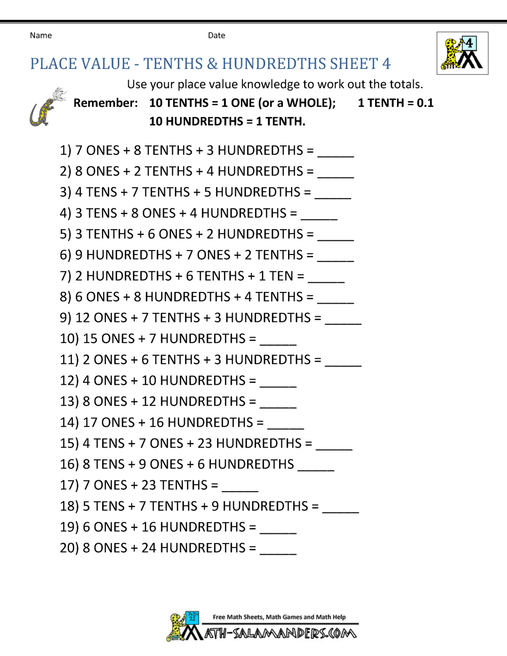 Decimal Place Value Anchor Chart Math Decimals Fifth Grade Math Place